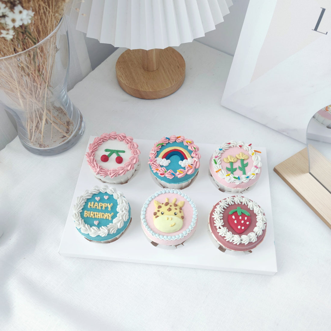 6 pcs Drawing Cupcakes_Girrafe & Strawberry – Ning’s Cake