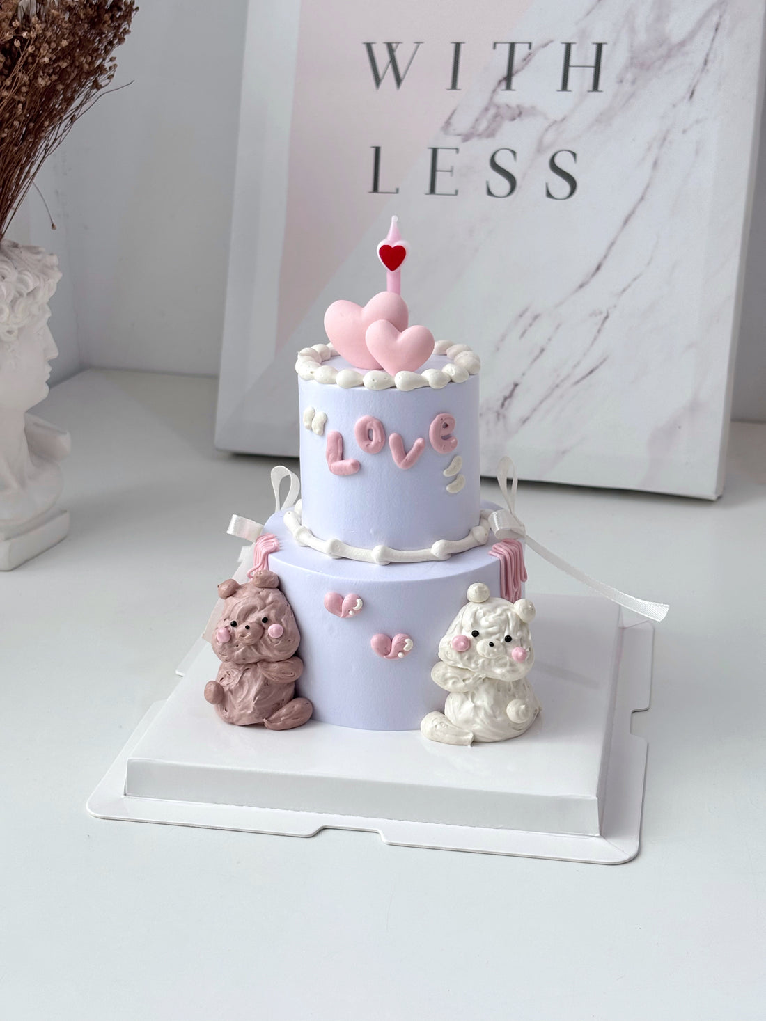 Mini 2 Tier_SweetHeart Bears – Ning’s Cake