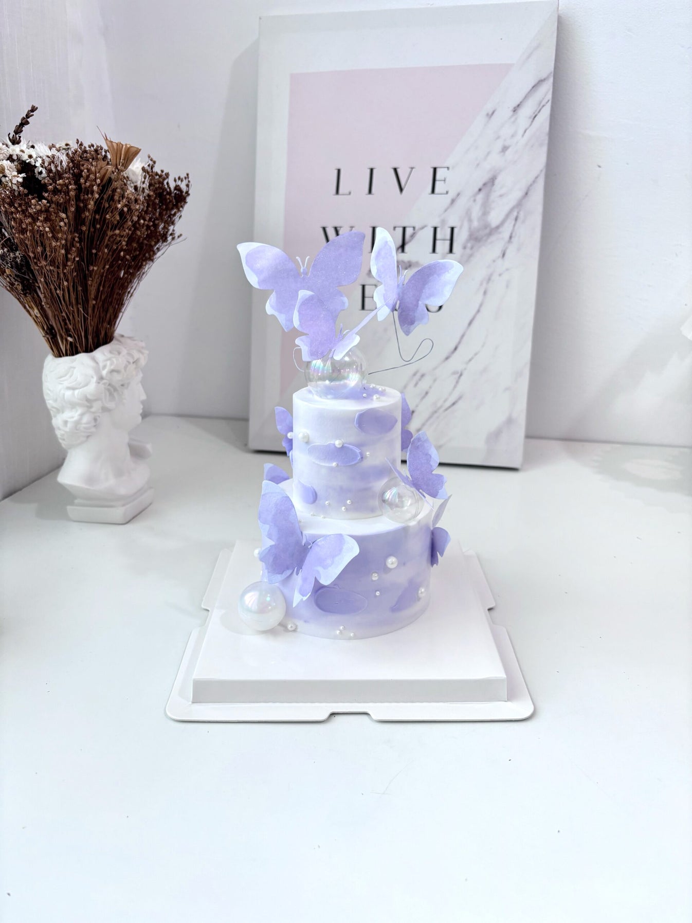 Mini 2 Tier_Purple Butterflies – Ning’s Cake