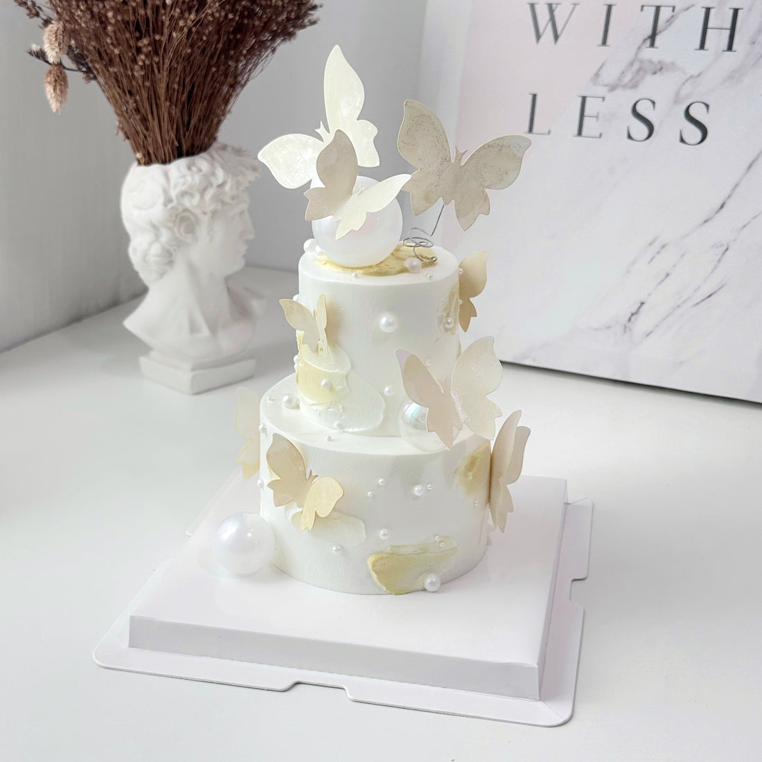 Mini 2 Tier_Yellow Butterflies – Ning’s Cake